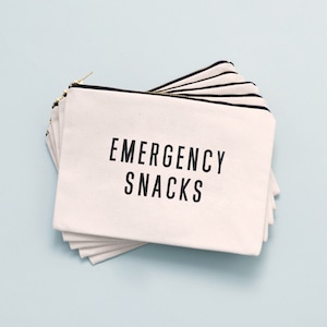 Emergency Snacks Canvas Pouch - Slogan Canvas Bag - Zipped Pencil Case ...