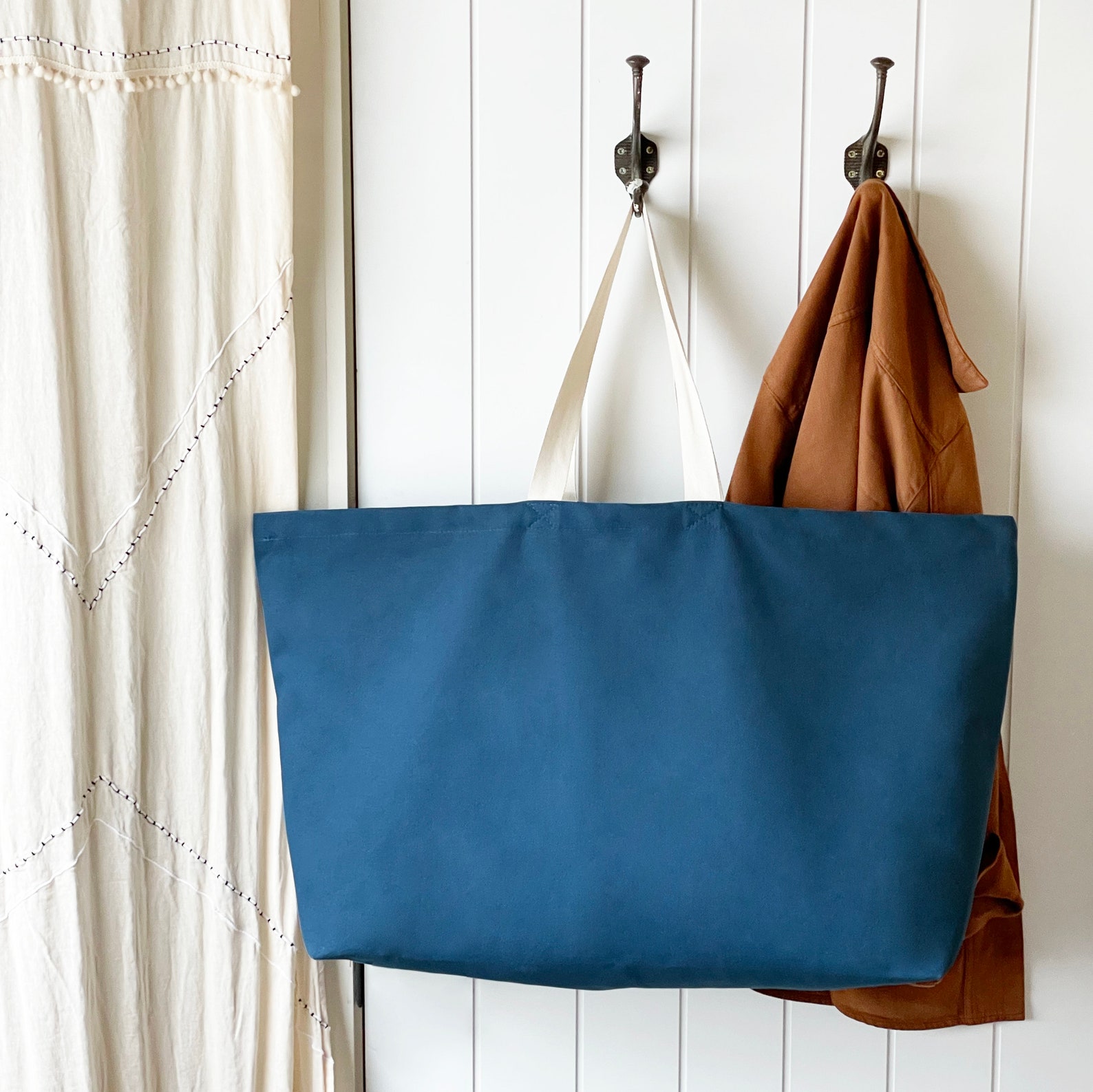 Blue Extra Large Canvas Bag Large Weekend Bag Giant Canvas | Etsy