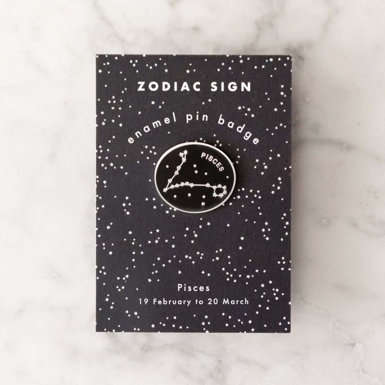 Pisces Zodiac Hard Enamel Pin | Constellation Star Sign Lapel Pin ...