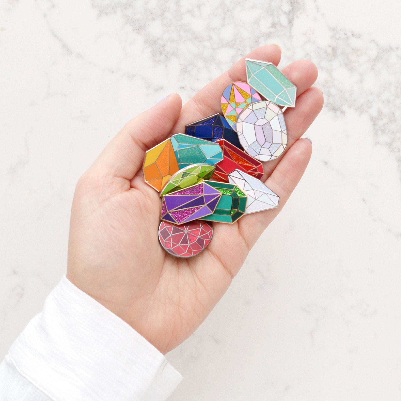 Birthstone Pin Birthday Badge Gemstone Pin Hard Enamel | Etsy UK