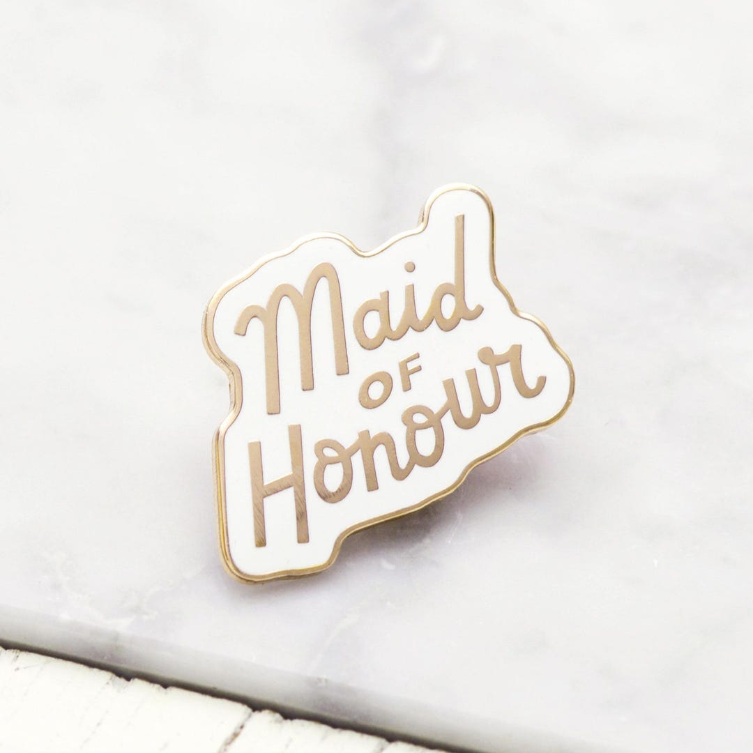 Maid of Honour Hard Enamel Pin | Gold Wedding Lapel Pin | Bridesmaid ...