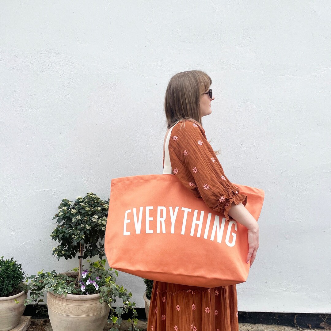 Extra Large Peach Canvas Tote Bag | Everything Really Big Bag ...