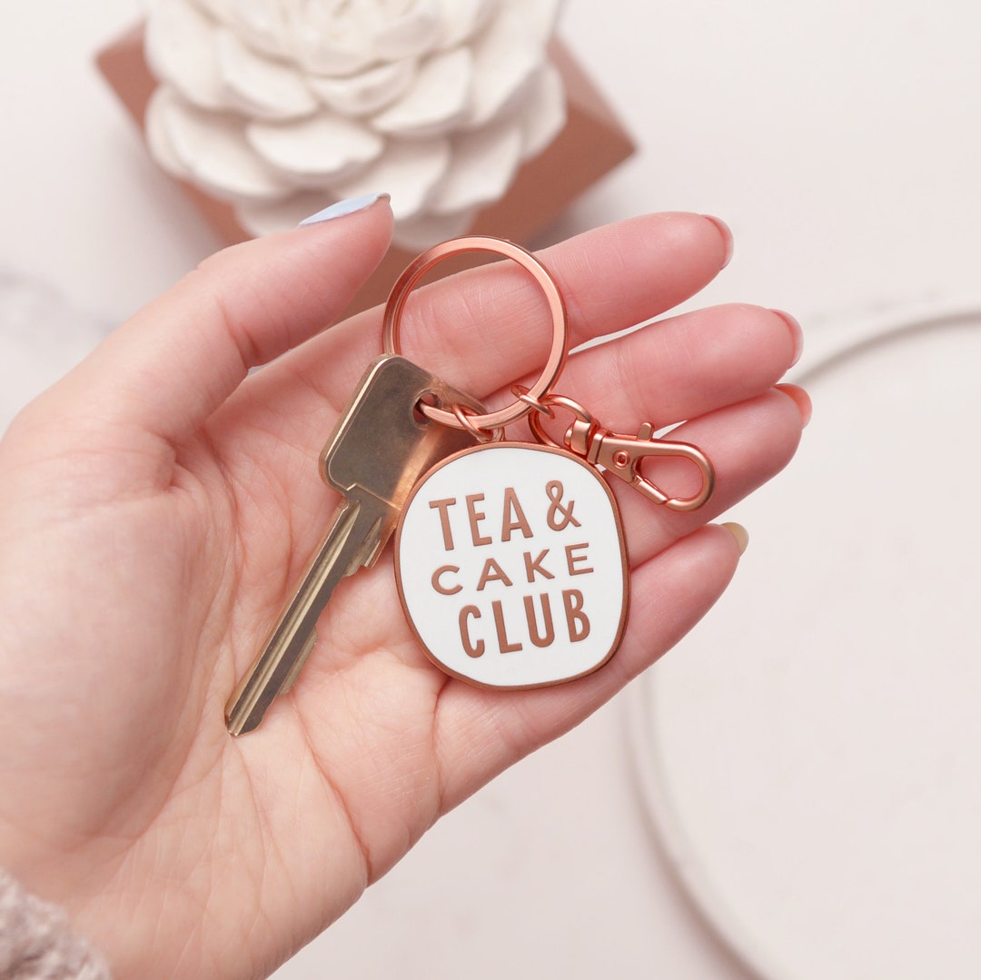 SECONDS KEYRING Tea & Cake Club Enamel Keyring Keychain Key Ring Enamel ...