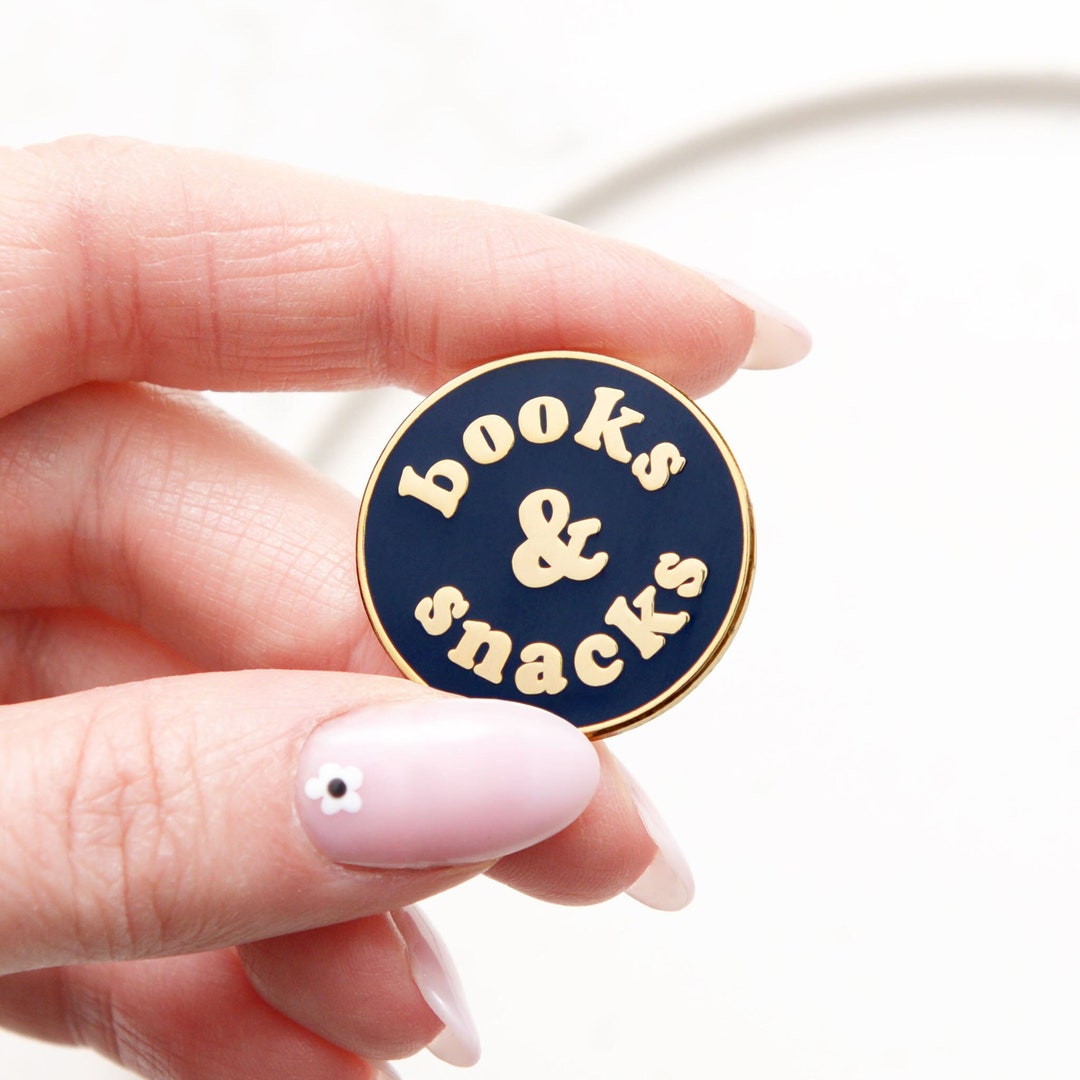 Books & Snacks Hard Enamel Pin | Book Lover Lapel Pin | Teacher or ...