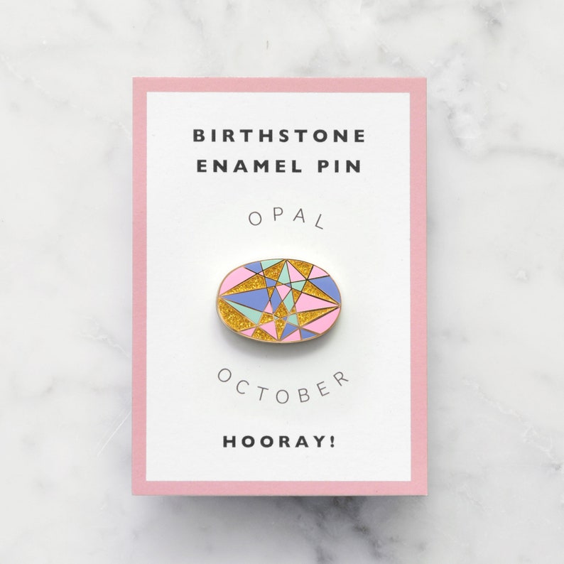 Opal Birthstone Pin October Birthday Gemstone Pin Hard - Etsy