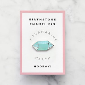 Aquamarine Birthstone Pin - March Birthday - Gemstone Pin - Hard Enamel ...