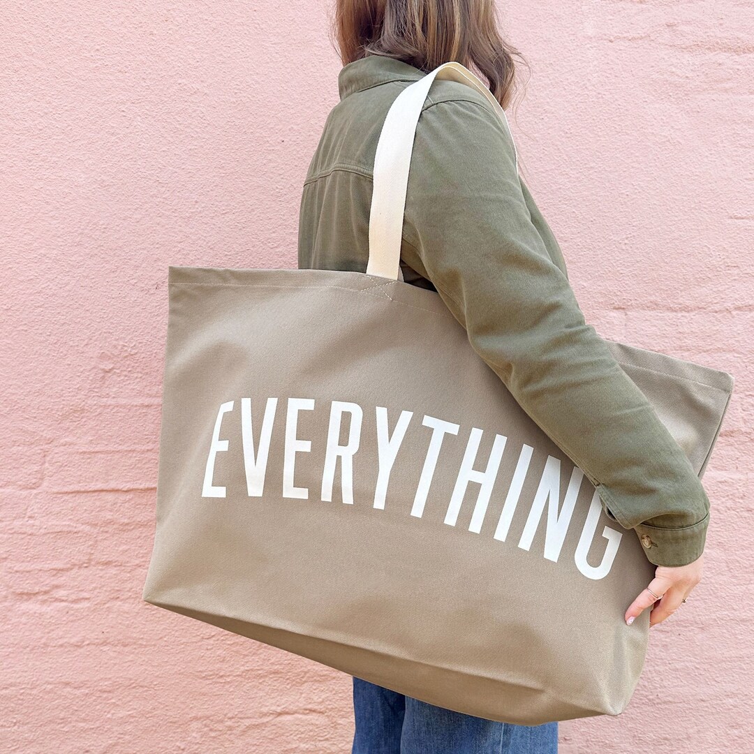 Extra Large Stone Canvas Tote Bag | Everything Really Big Bag ...