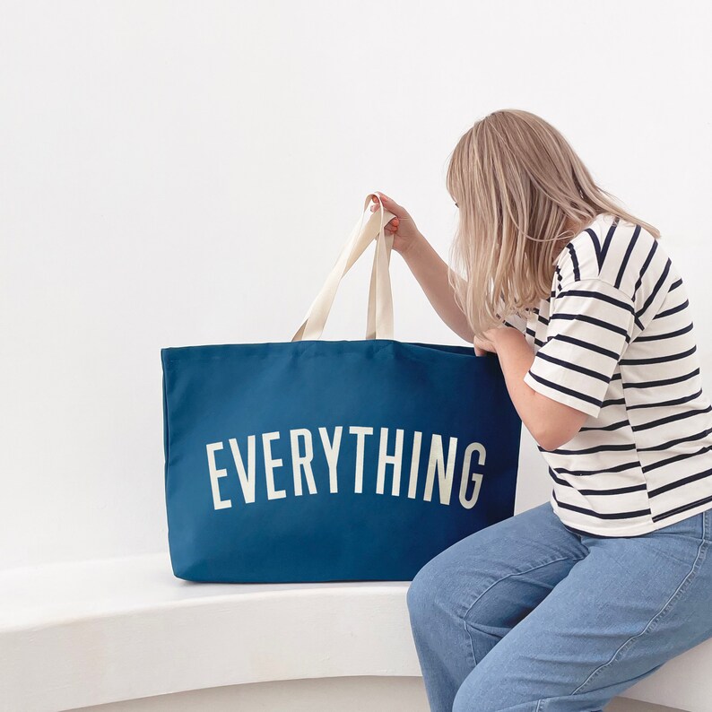 Extra Large Blue Canvas Tote Bag | Everything Really Big Bag ...