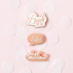 Set of 3 Wedding Enamel Pin Set Hen Party Badges Bachelorette Pins Hard ...