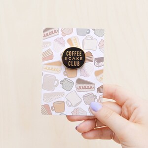 Coffee & Cake Club Enamel Pin | Quirky Lapel Pin Badge | Coffee and ...