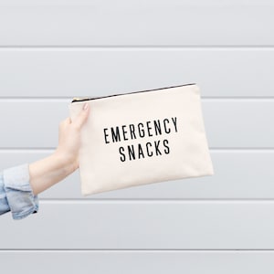 Emergency Snacks Canvas Pouch - Slogan Canvas Bag - Zipped Pencil Case ...