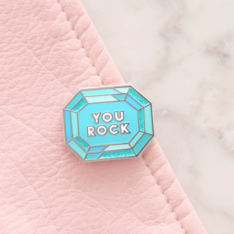 You Rock Enamel Pin | Positive Slogan Lapel Pin | Sparkly Feel-good ...