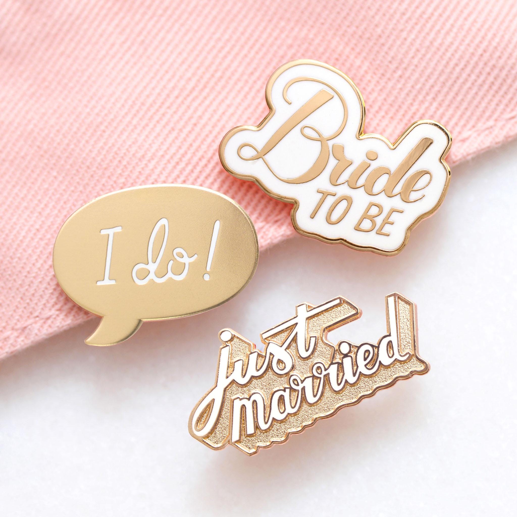 Set of 3 Wedding Enamel Pins | Hen Party & Bachelorette Pin Set | Bride ...