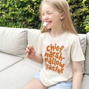 Chief Marshmallow Toaster Kids T-shirt - Natural Fleck - Funny Slogan T ...