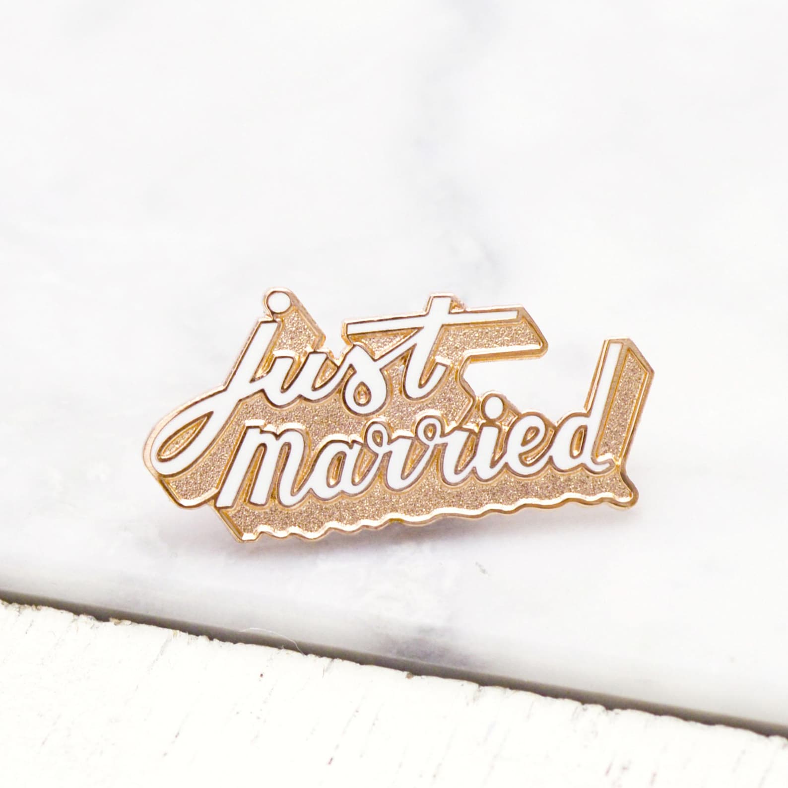 Just Married Hard Enamel Pin | Gold Wedding Lapel Pin | Newlywed ...