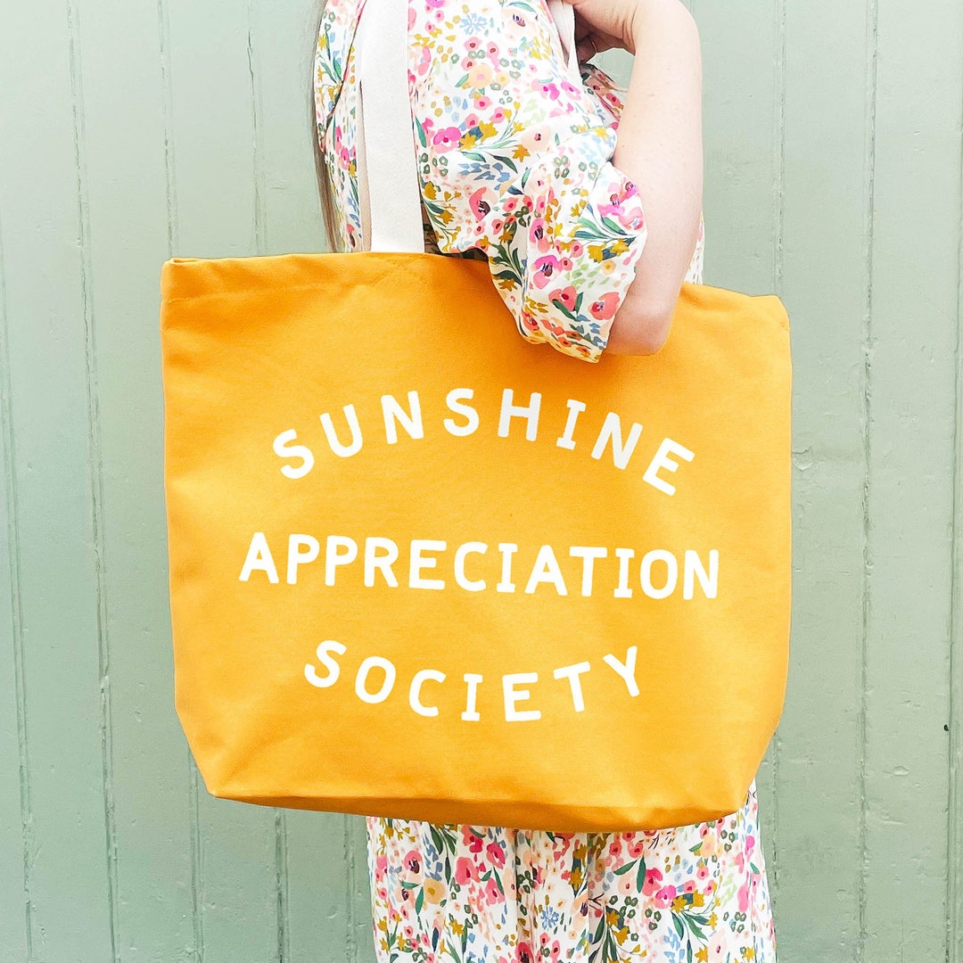 Sunshine Appreciation Society Canvas Bag - Yellow Canvas Tote Bag ...