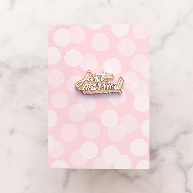Just Married Hard Enamel Pin | Gold Wedding Lapel Pin | Newlywed ...