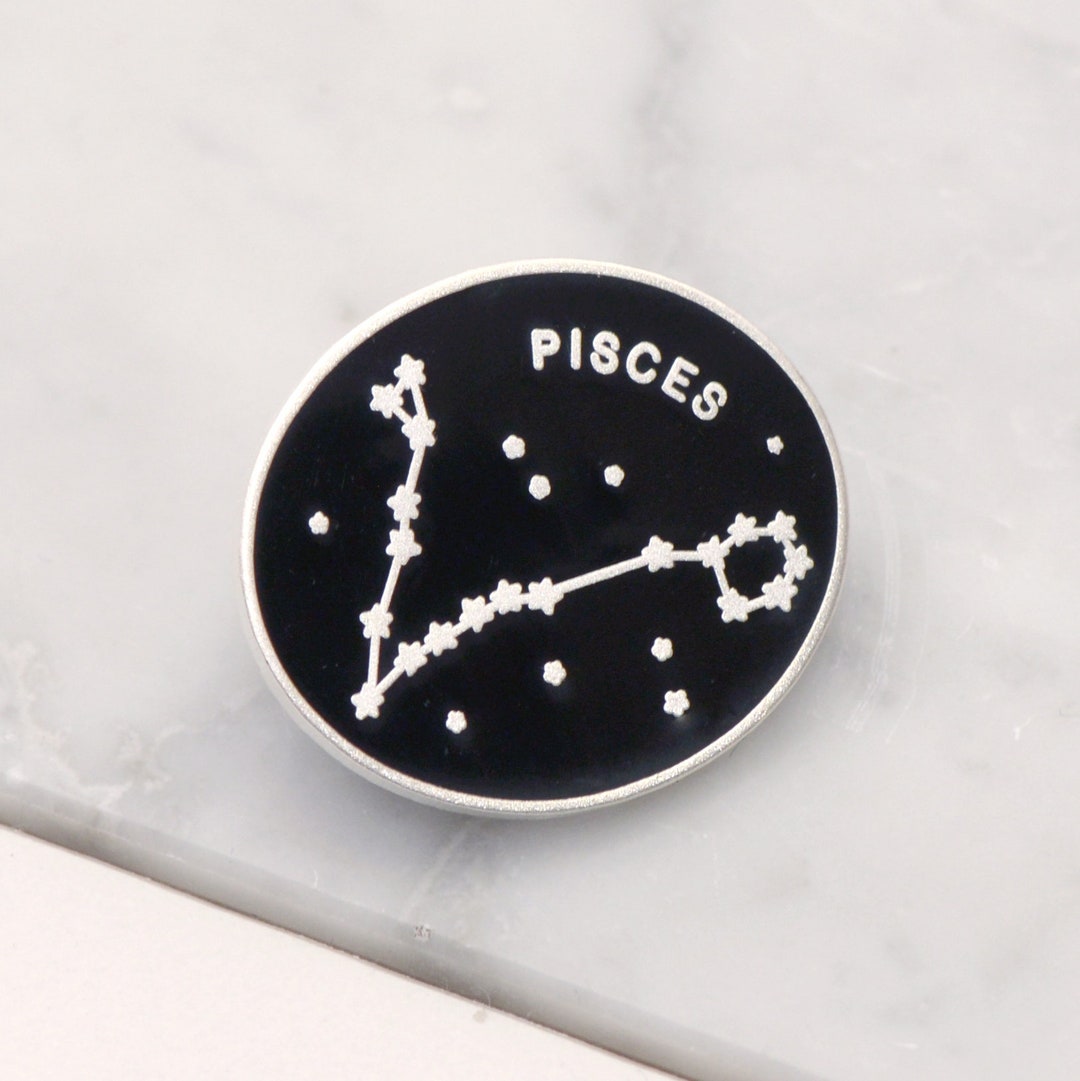 Pisces Zodiac Hard Enamel Pin | Constellation Star Sign Lapel Pin ...