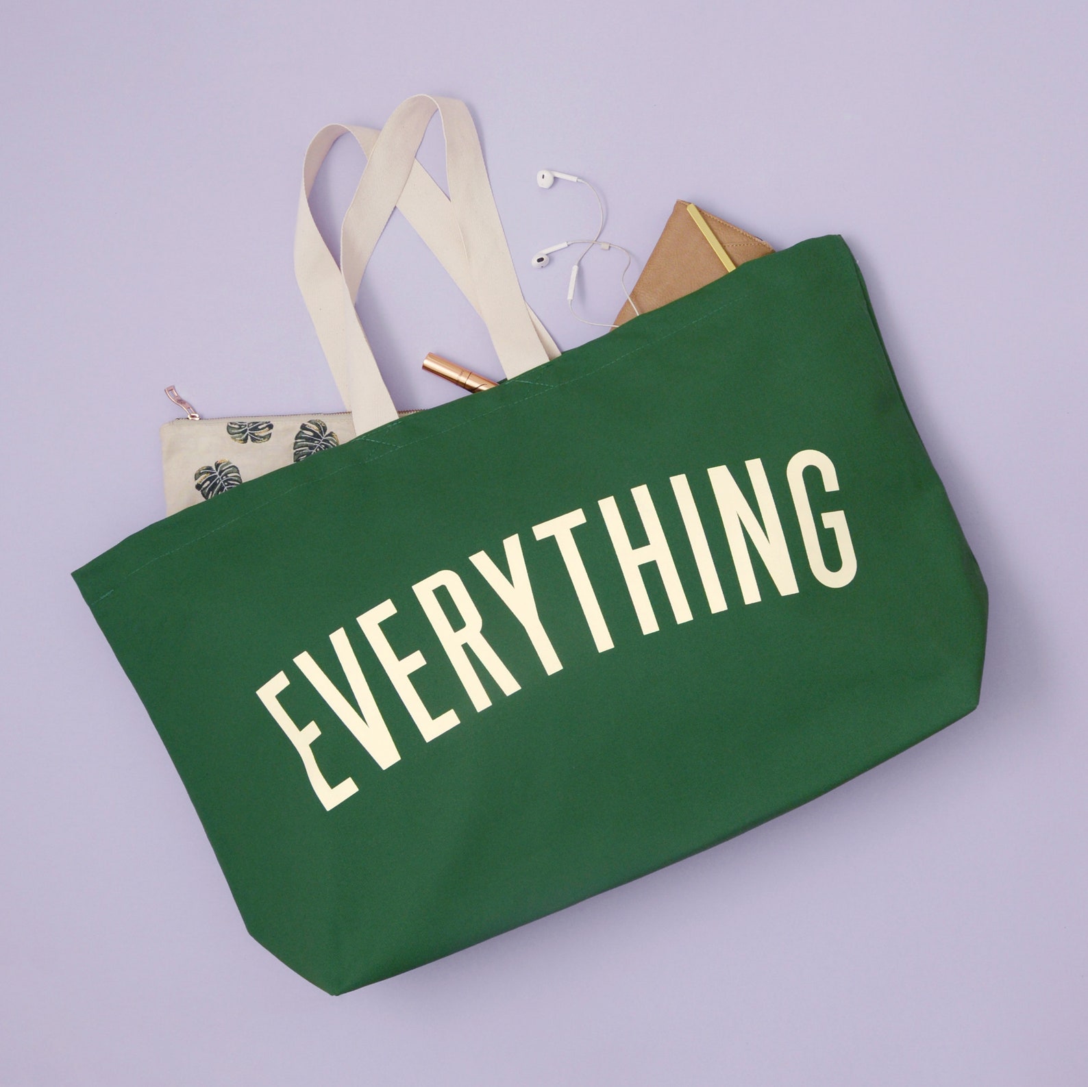 Extra Large Green Canvas Tote Bag | Everything Really Big Bag ...