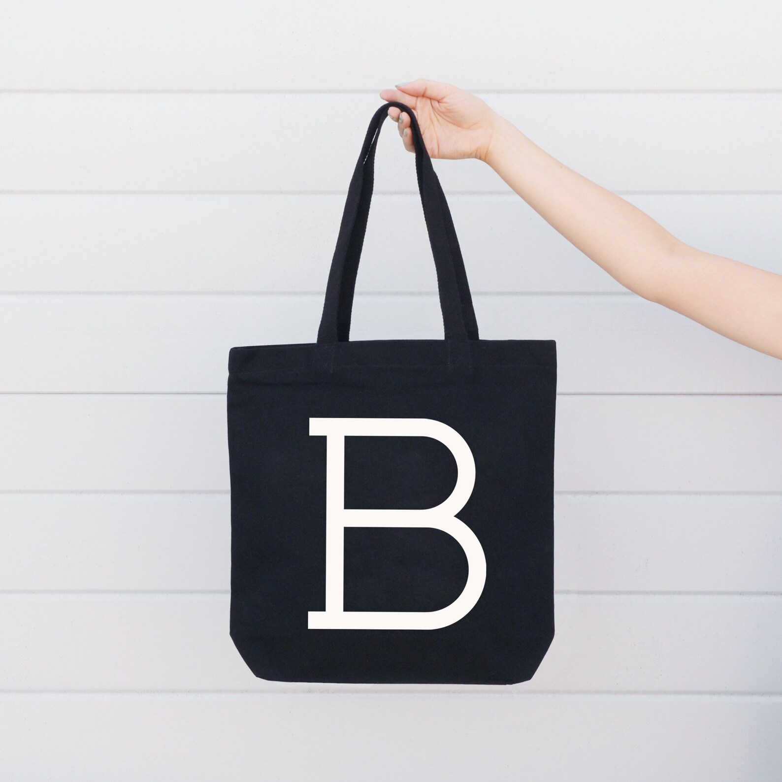 Personalised Black Initial Tote Bag Alphabet Initial Tote - Etsy