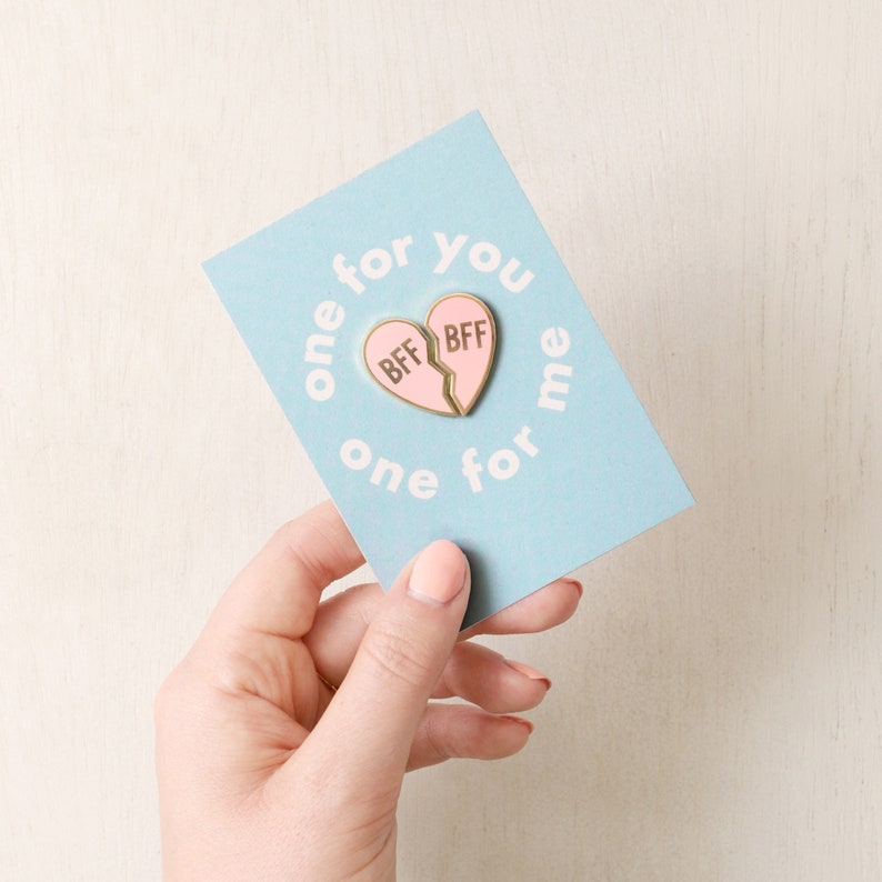 BFF Enamel Pin - Hard Enamel Pin - Enamel Pin Set - Heart Pin ...