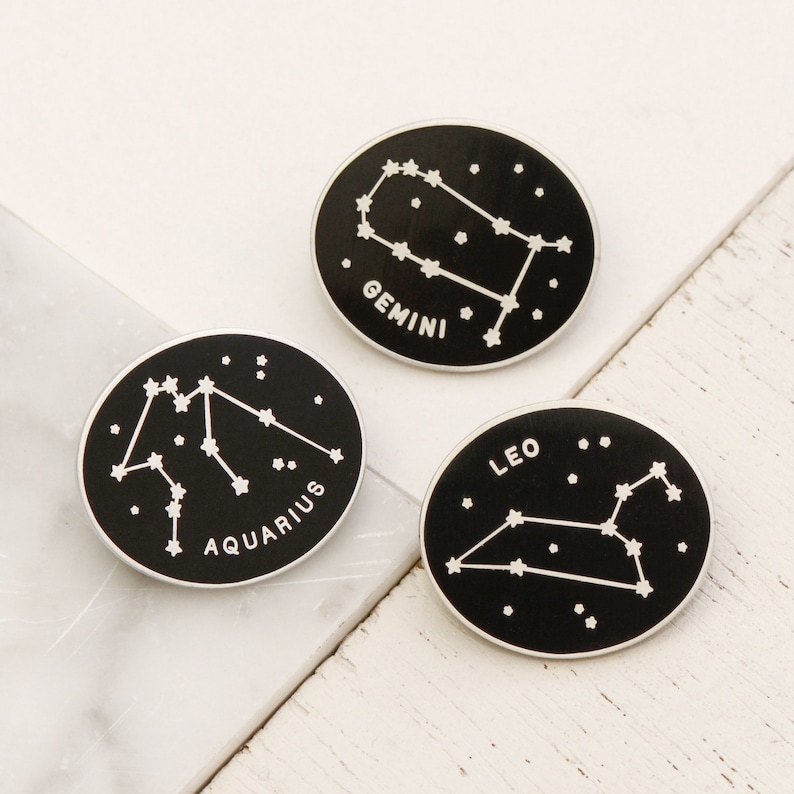 Pisces Zodiac Hard Enamel Pin | Constellation Star Sign Lapel Pin ...