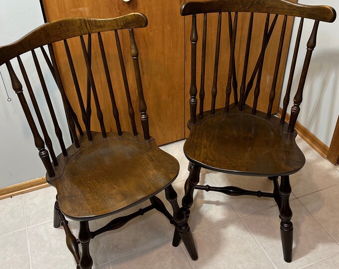 Vintage Windsor Fiddle Back Side / Wood Dinning Chair Pair - Etsy