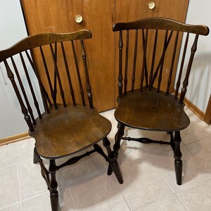 Vintage Windsor Fiddle Back Side / Wood Dinning Chair Pair - Etsy