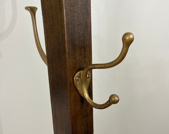 Antique Walnut Wood Coat Tree Rack - Etsy