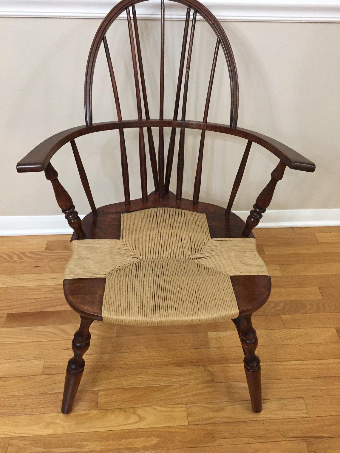 Vintage Windsor Sack Back Rush Seat - Etsy