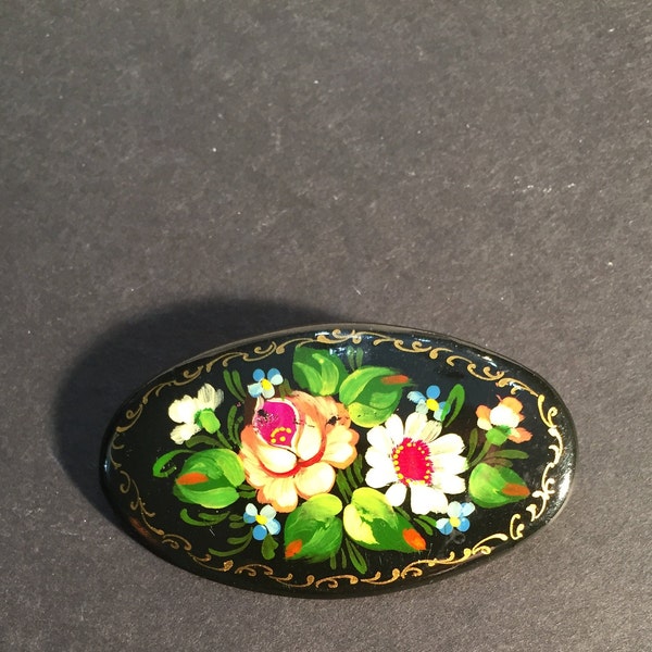 Hand Painted Vintage Russian Brooch - Etsy
