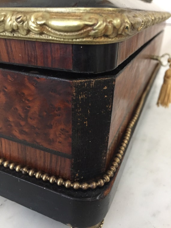 Antique French Walnut Jewelry Box - Gem