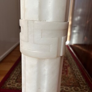 Vintage Marble Pedestal Greek Key Carving Neoclassical Style, Signed by ...