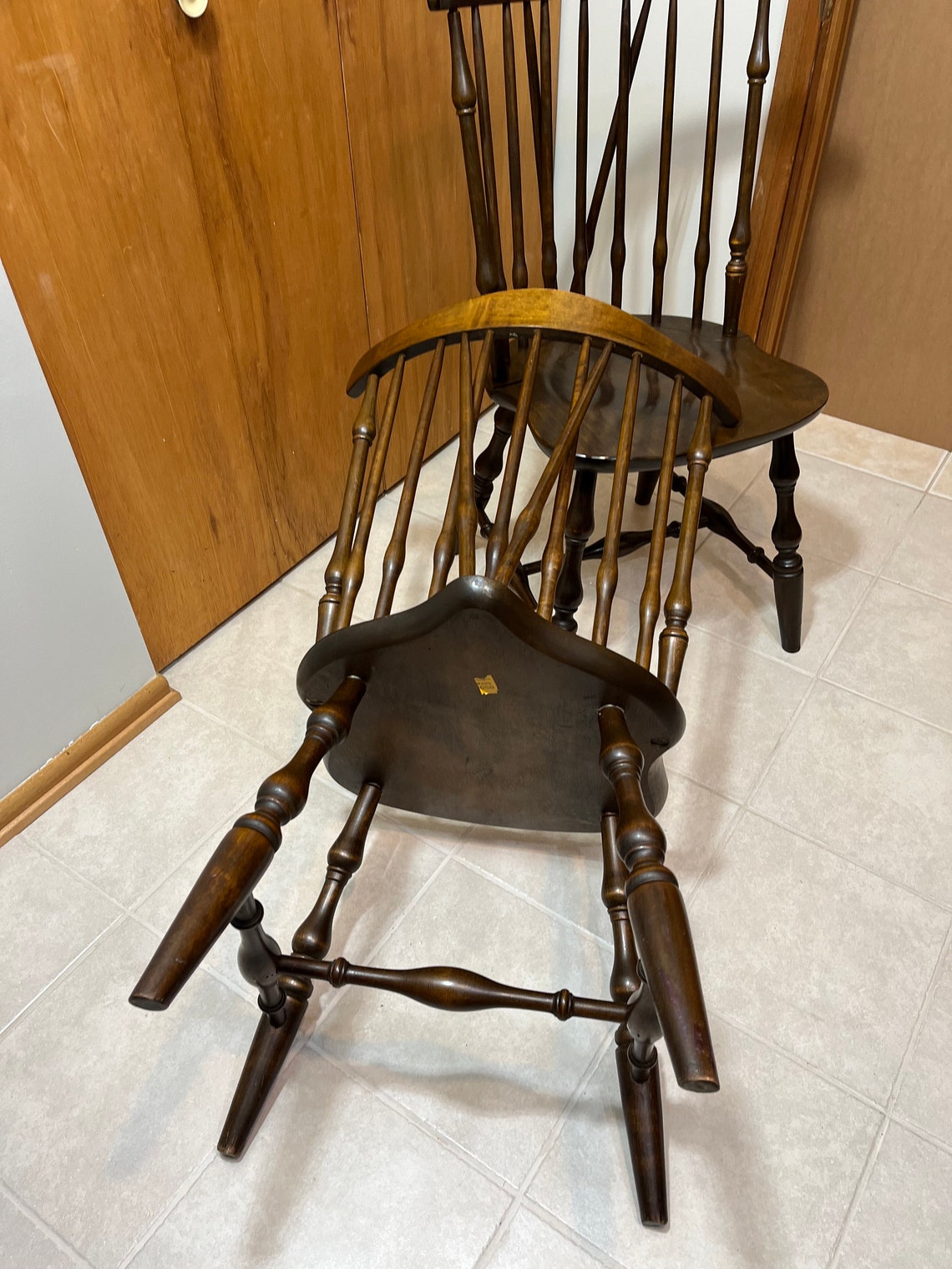Vintage Windsor Fiddle Back Side / Wood Dinning Chair Pair - Etsy