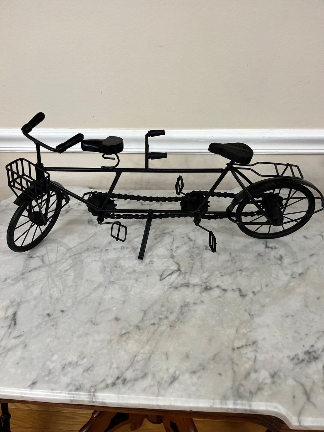 Metal Bike Tandem Sculpture With Wood Black Accents - Etsy