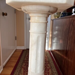Vintage Marble Pedestal Greek Key Carving Neoclassical Style, Signed by ...