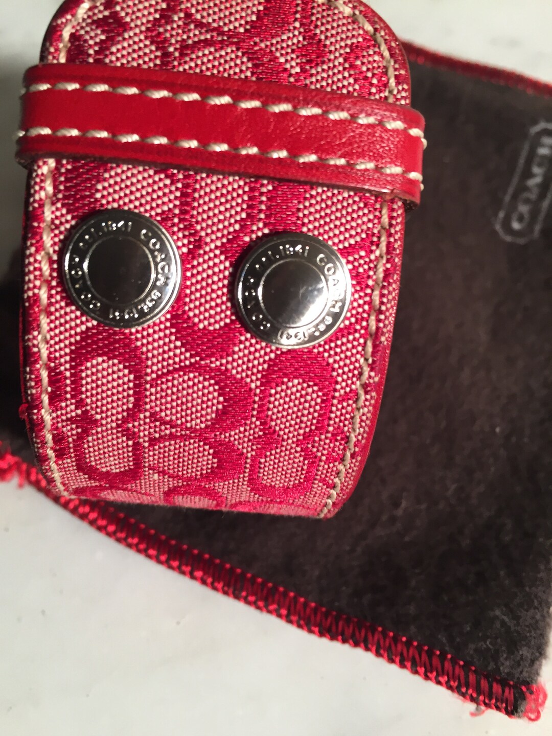 Coach Signature C Cuff Bracelet Leather Canvas Snap - Etsy