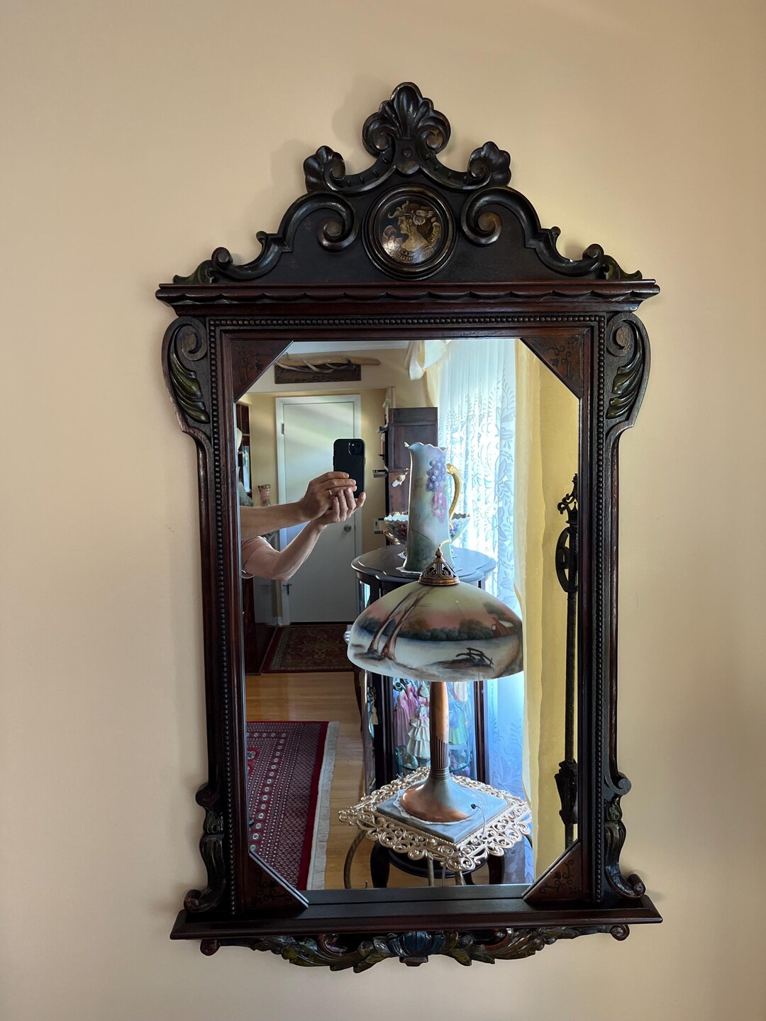 Antique Rectangular Mirror in Carved Wood Framed Mahogany - Etsy