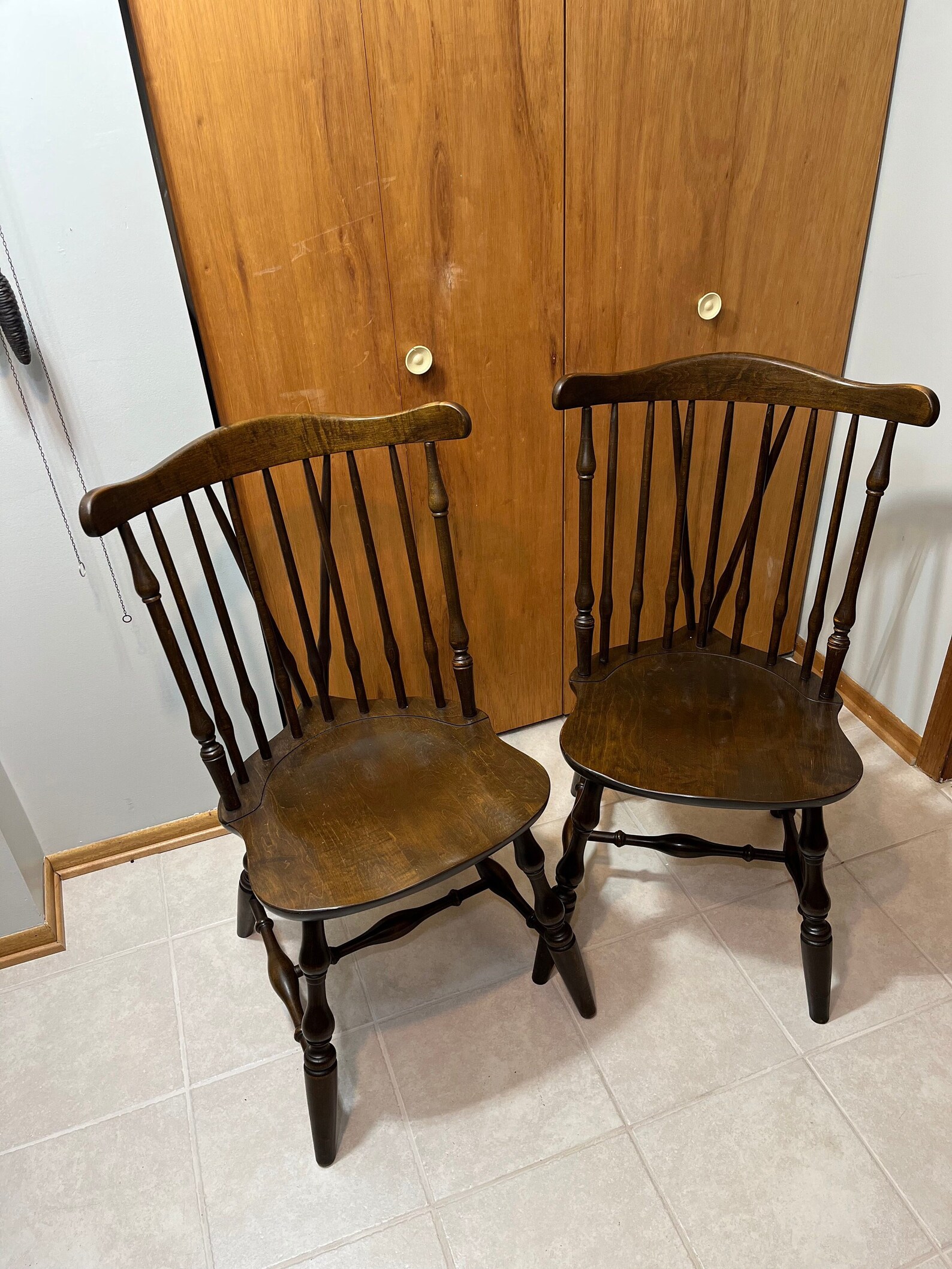 Vintage Windsor Fiddle Back Side / Wood Dinning Chair Pair - Etsy