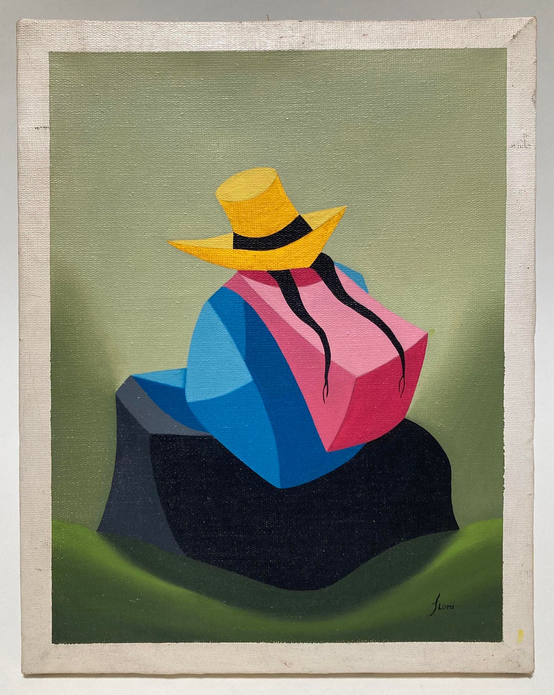Vintage Cubist Painting, Seated Figure, Artist Signed, Central or South ...