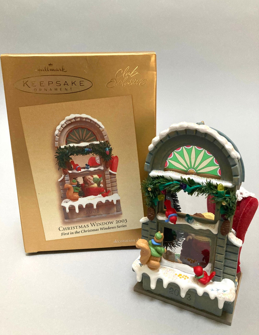 2003 Hallmark Club Exclusive Christmas Window #1 Keepsake Ornament With ...