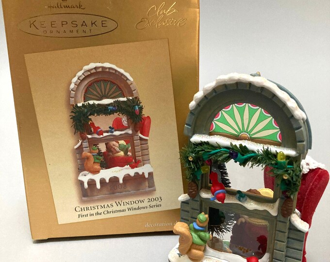 2003 Hallmark Club Exclusive Christmas Window #1 Keepsake Ornament With ...