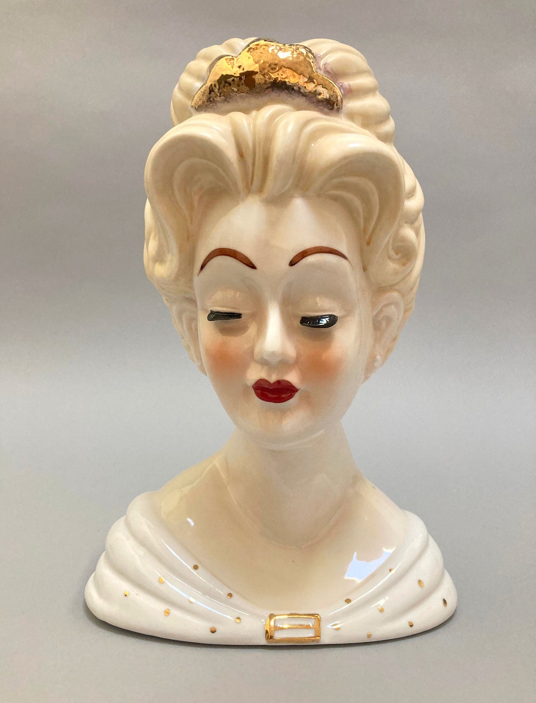 Inarco Style Huge 10" Lady Head Vase - Etsy