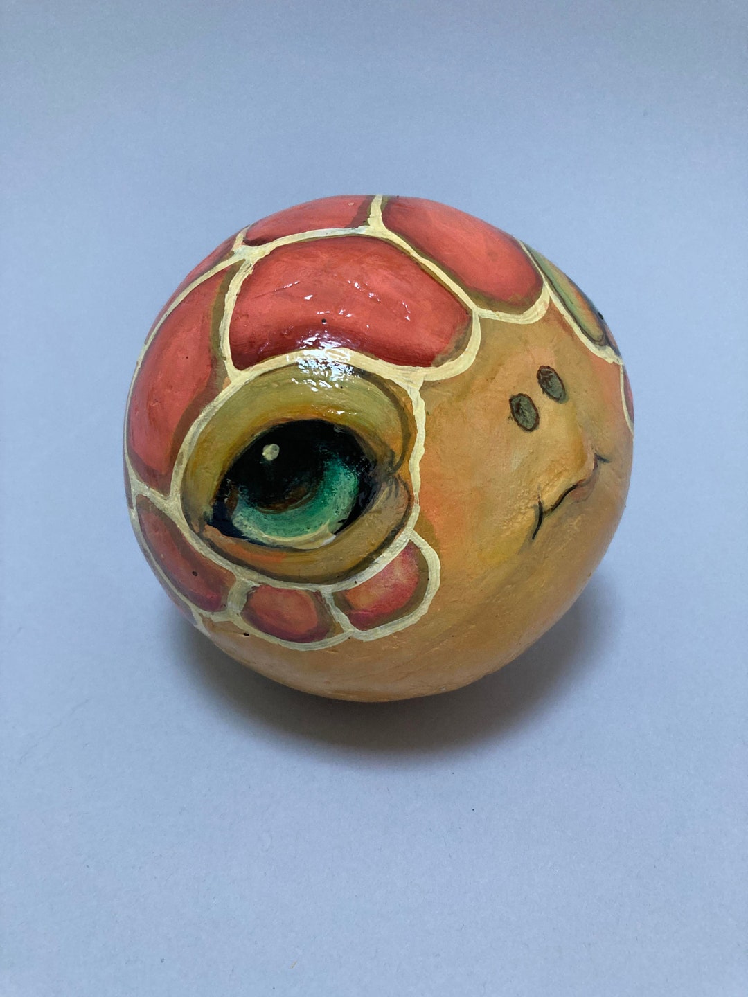 Folk Art Hand Painted Gourd, Reptile Turtle Head, Hawaii - Etsy