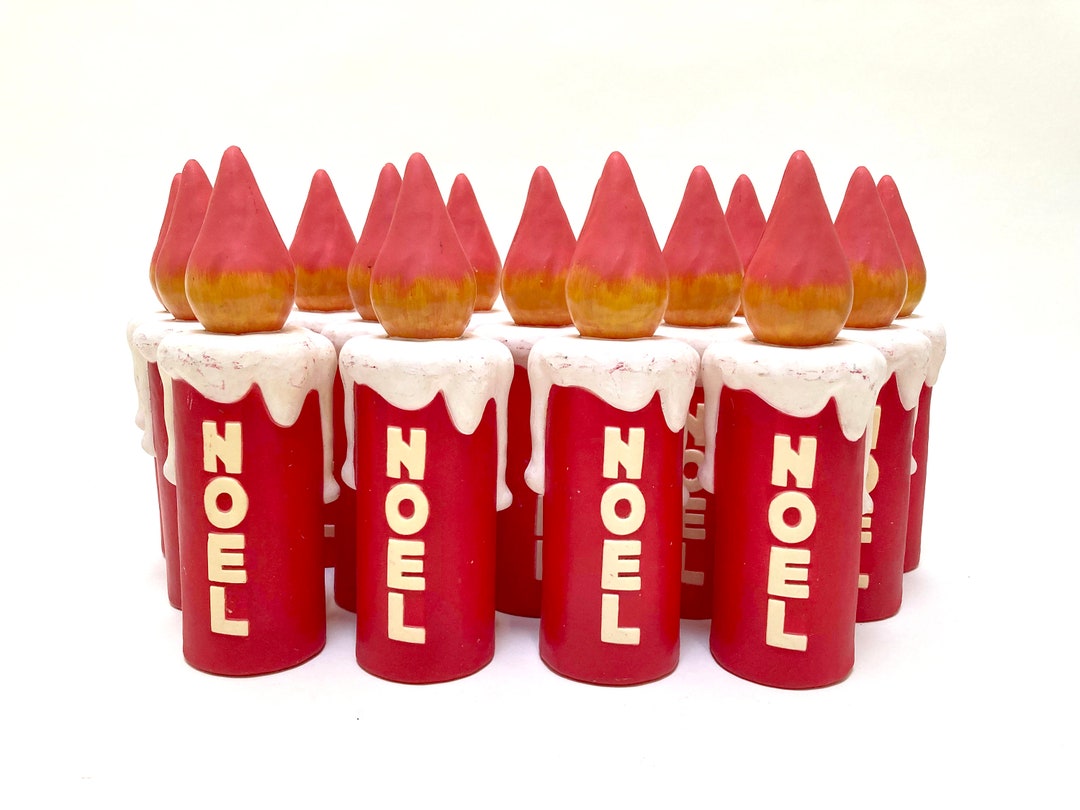 Lot of 15 Rare Vintage Plastic Blow Mold NOEL Christmas Holiday Candles ...