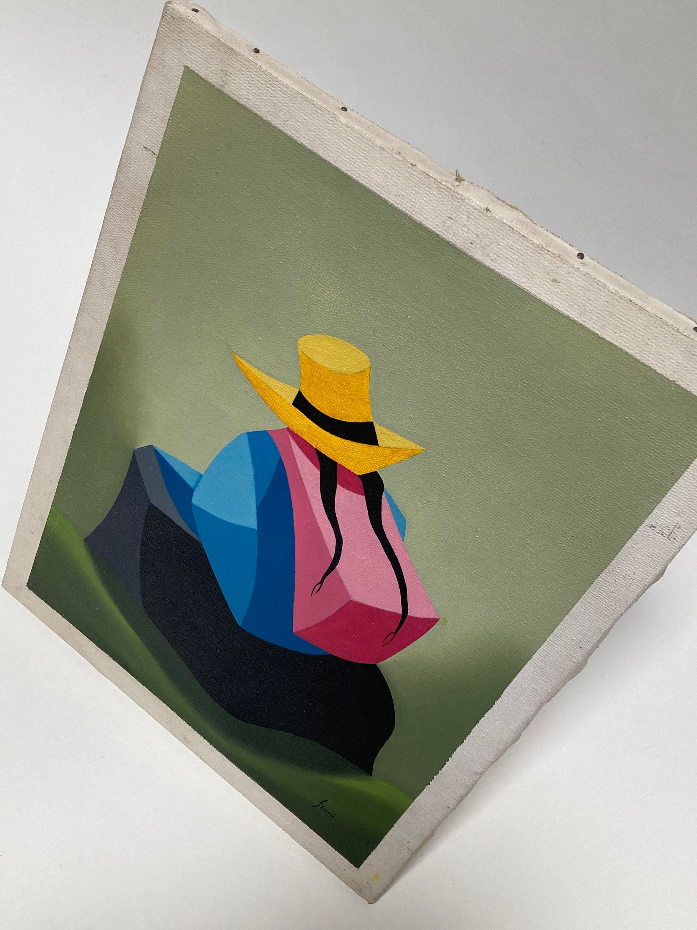 Vintage Cubist Painting, Seated Figure, Artist Signed, Central or South ...