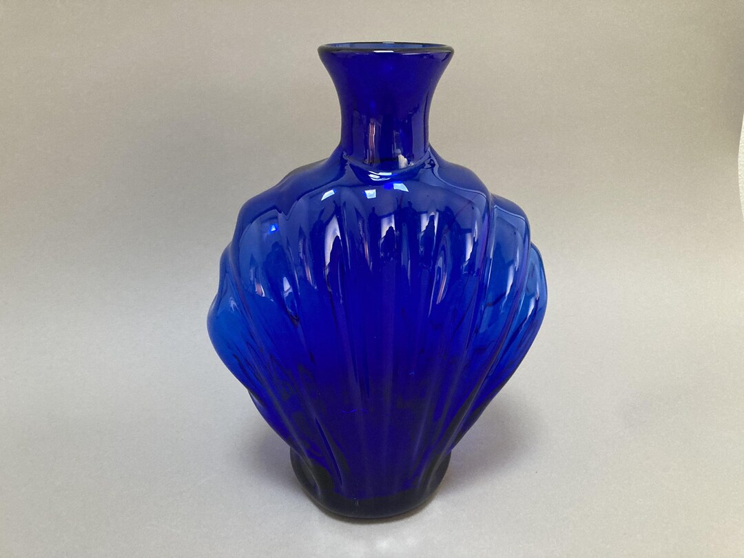 Vintage Blenko Cobalt Blue Seashell Vase #9106 - Hank Adams Design - Etsy
