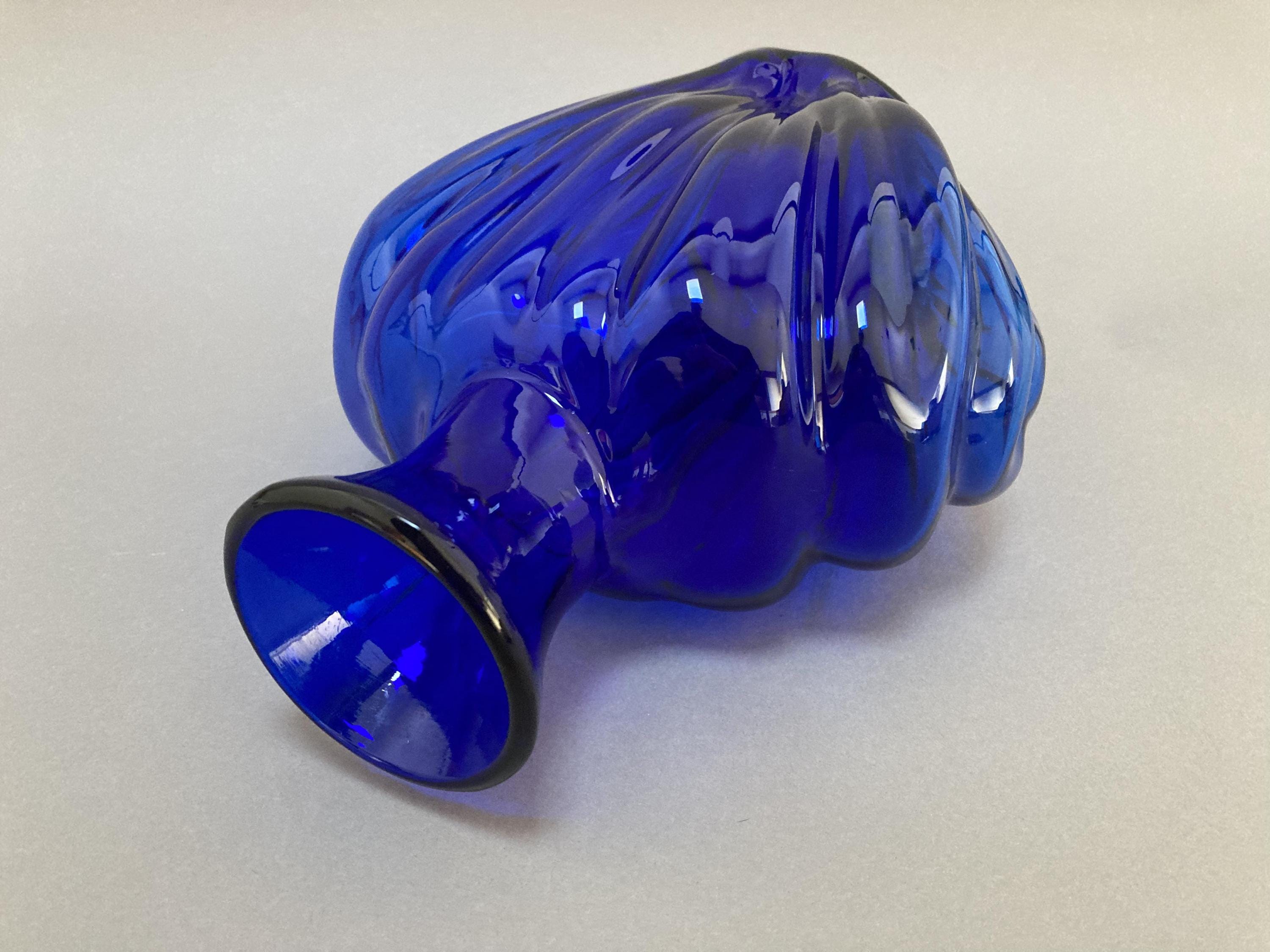 Vintage Blenko Cobalt Blue Seashell Vase #9106 - Hank Adams Design - Etsy