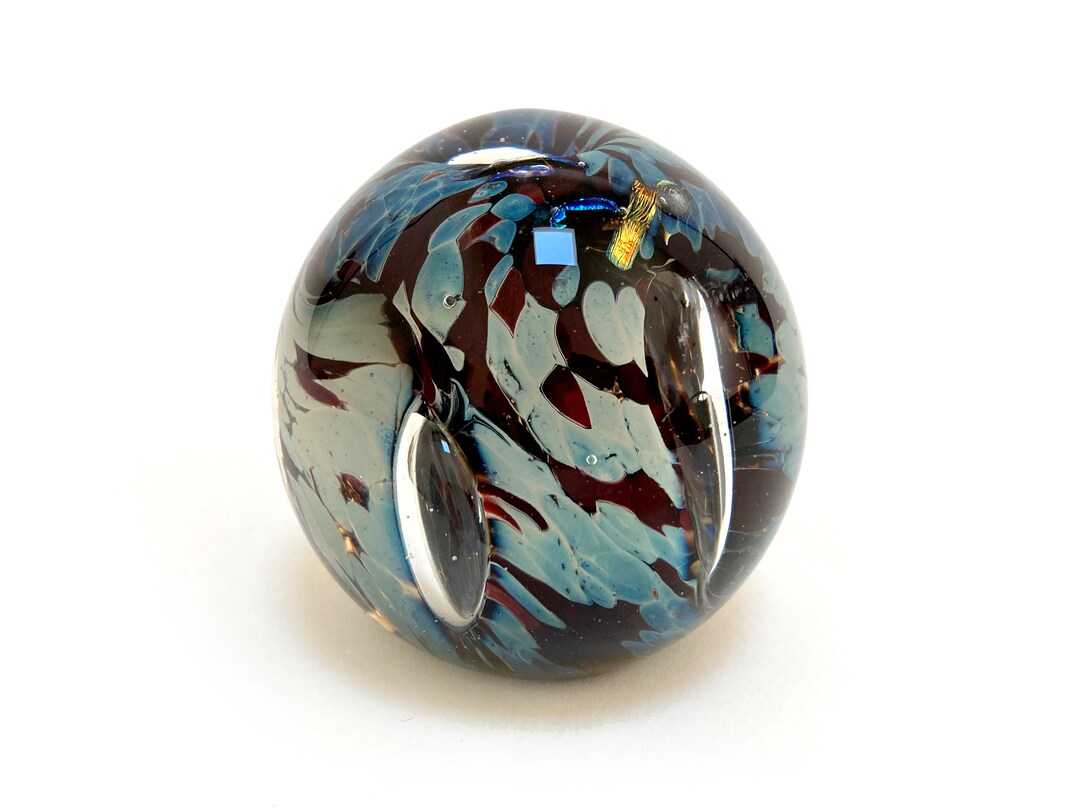 Rollin Karg Art Glass Paperweight, Globe With Elongated Bubbles ...