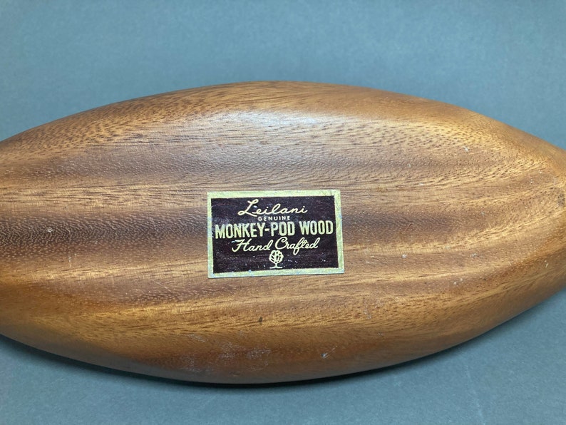 Vintage Leilani Hand Crafted Monkey Pod Wood Tray Dish, Long Serving ...
